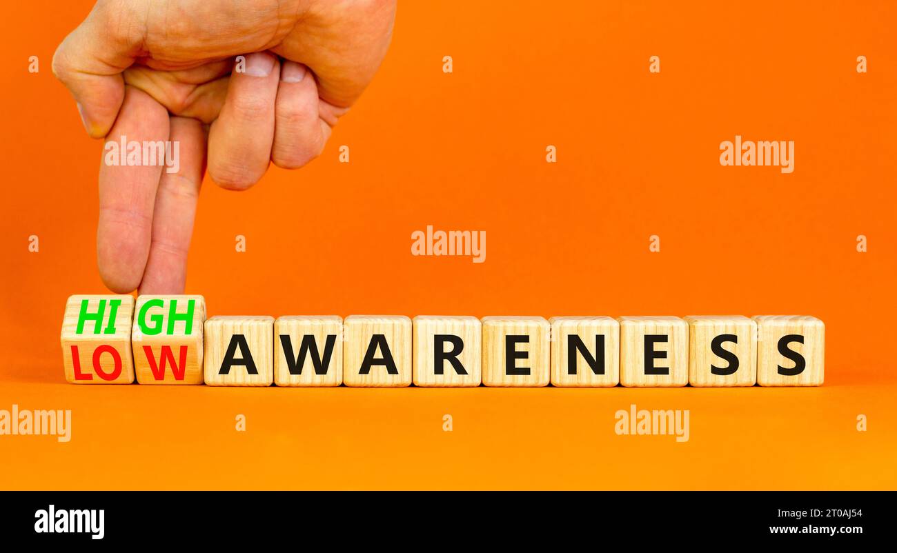 High or low awareness symbol. Concept words High awareness Low ...