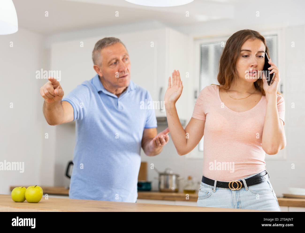Father scolding upset daughter hi-res stock photography and images - Alamy