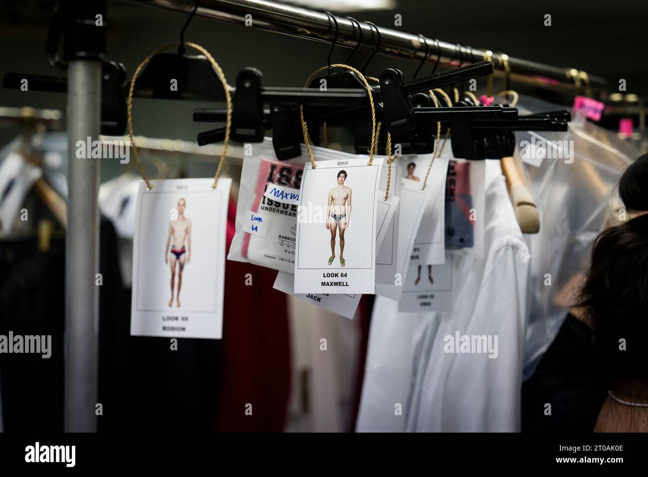 Thailand. 05th Oct, 2023. Fittings for models are seen backstage before ...