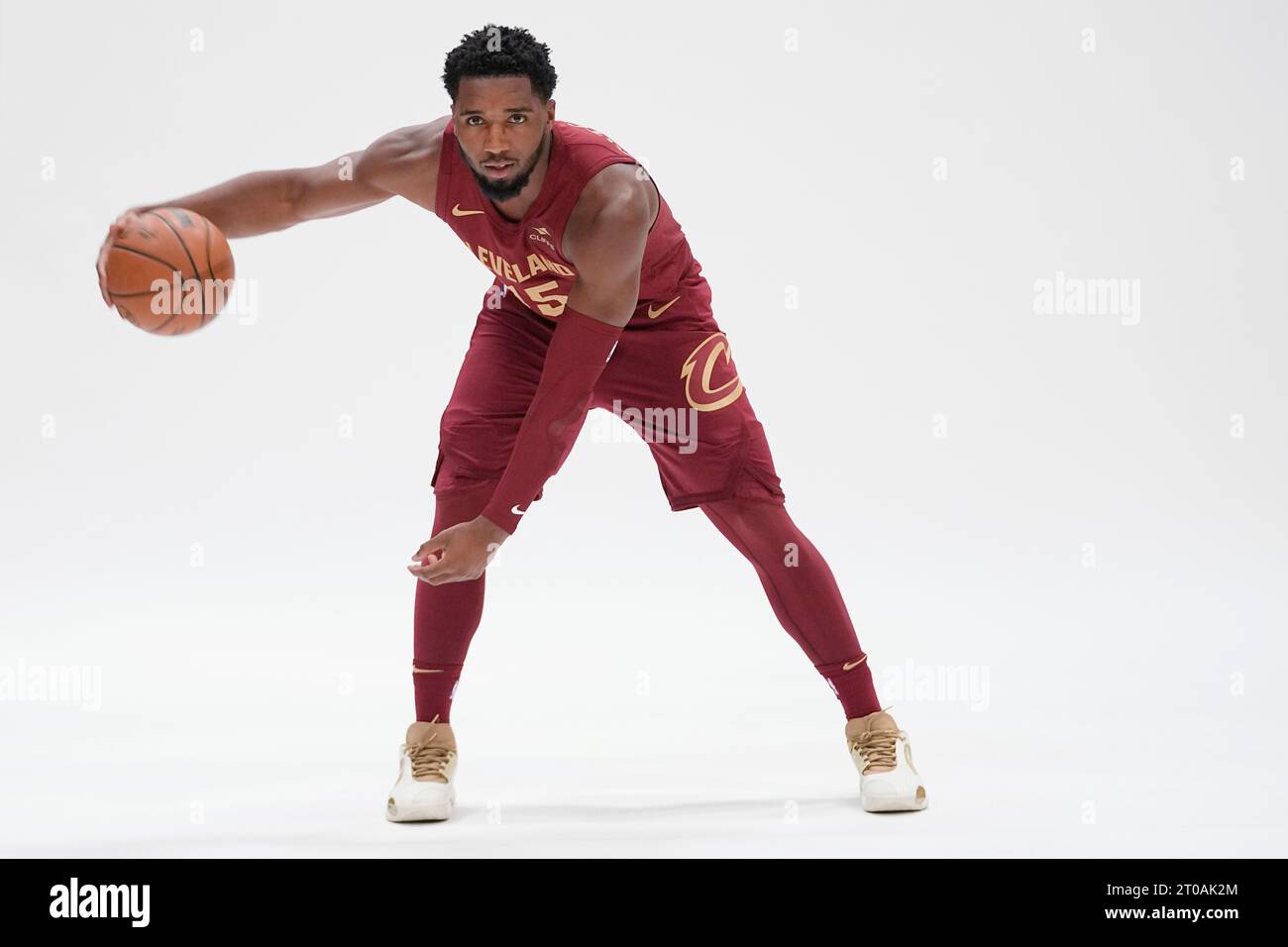 Cleveland Cavaliers guard Donovan Mitchell during an NBA media day ...