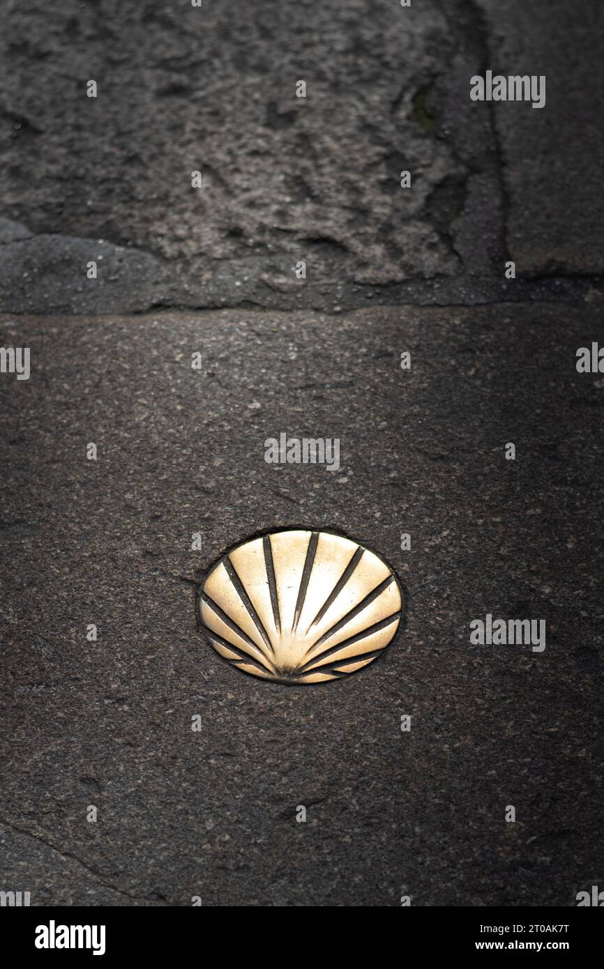 Camino de santiago marker on pavement hi-res stock photography and ...