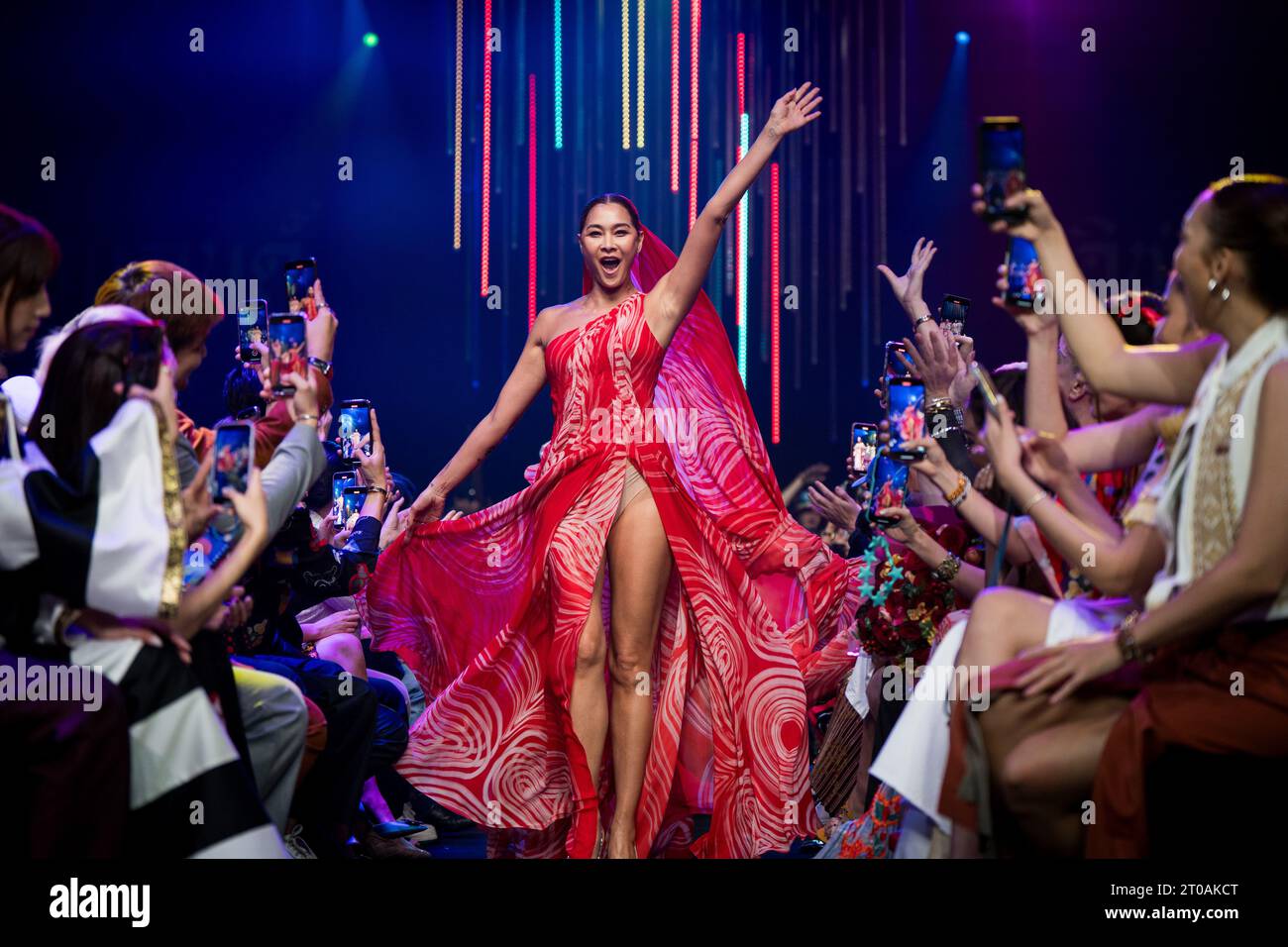 Thailand. 05th Oct, 2023. Thai model Metinee Kingpayoml wearing a creation by ISSUE walks on the ...