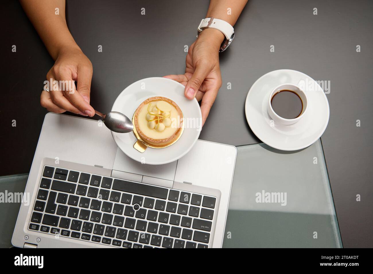 Food and drink. Coffee break. Business and technologies Stock Photo - Alamy