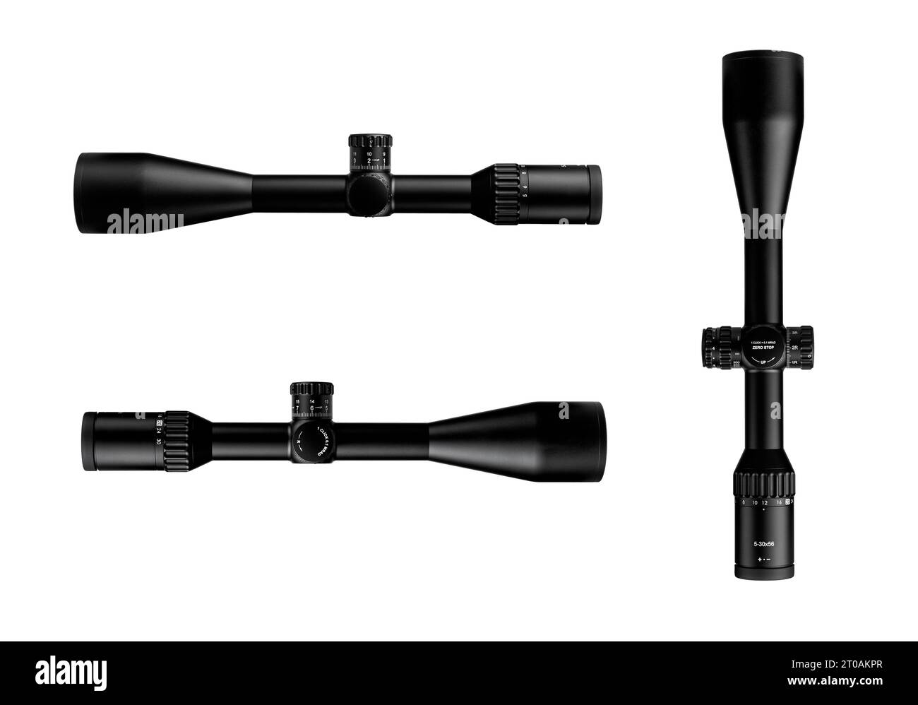 Modern sniper scope on a white background. Optical device for aiming ...