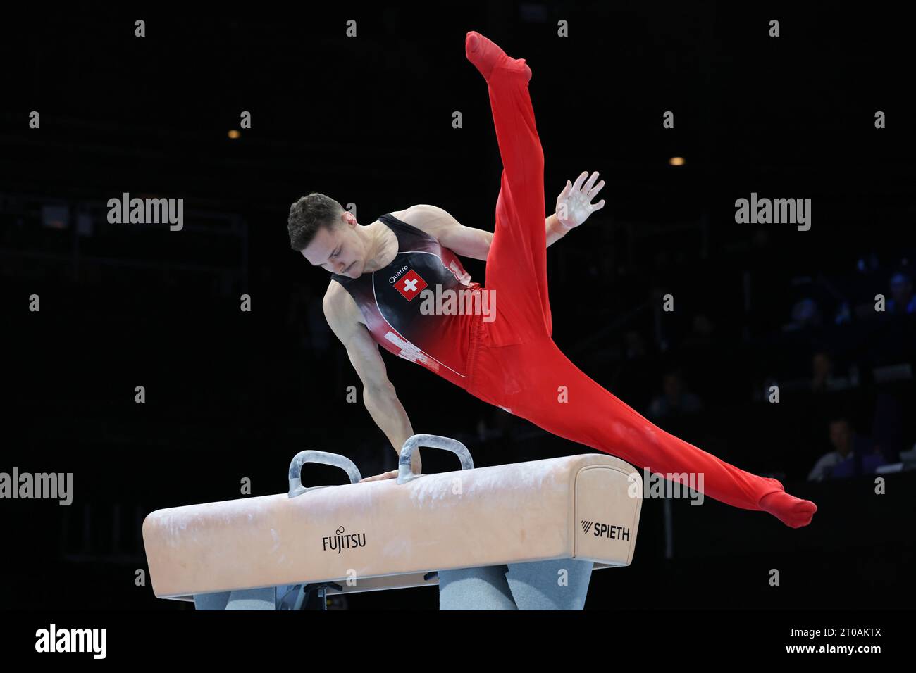 Switzerland's Noe Seifert competes on the pommel horse during the men's ...