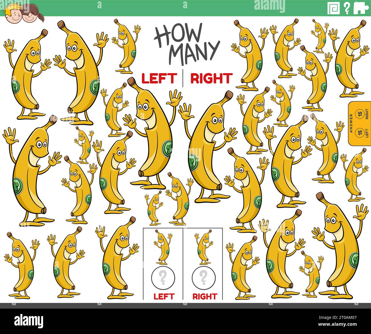 Cartoon illustration of educational activity of counting left and right ...