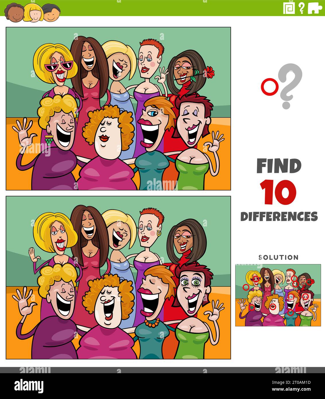 Cartoon illustration of finding the differences between pictures ...