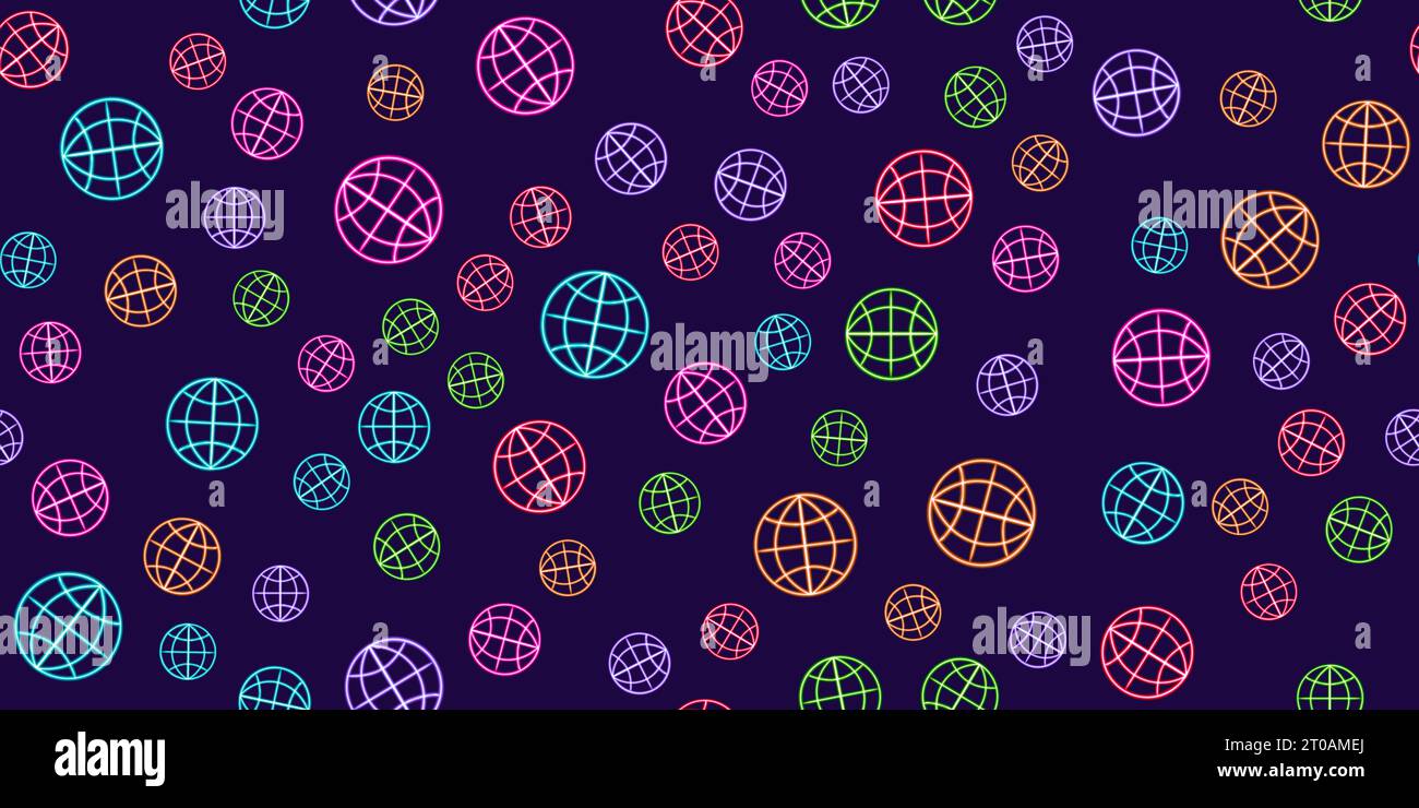 seamless pattern internet web glowing desktop icon, neon sticker, neon ...