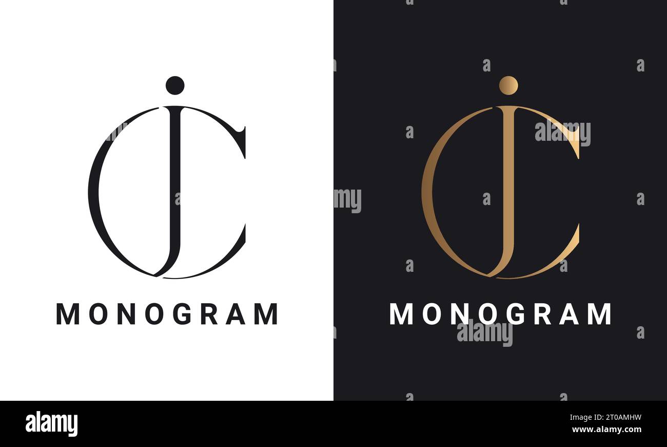 Luxury Initial JC For CJ Monogram Text Letter Logo Design Stock Vector ...