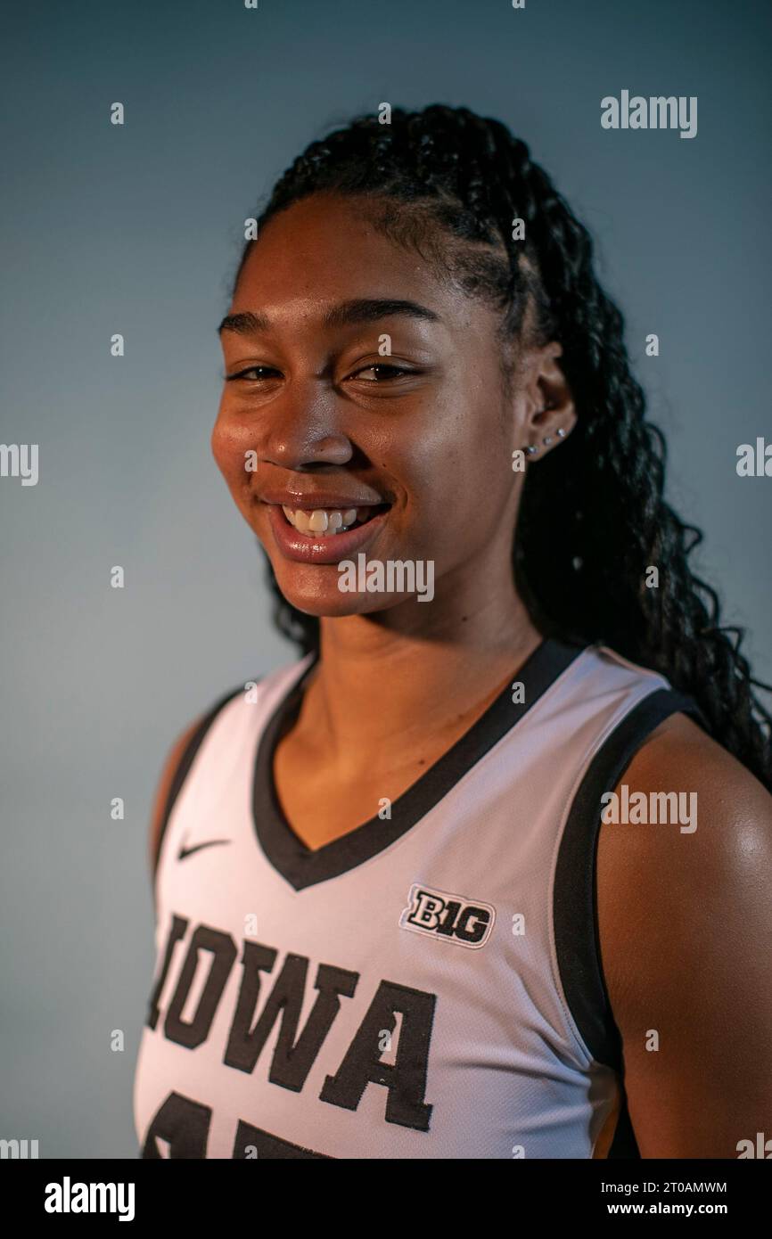 Iowa Hawkeyes forward Hannah Stuelke (45) poses for a portrait during ...