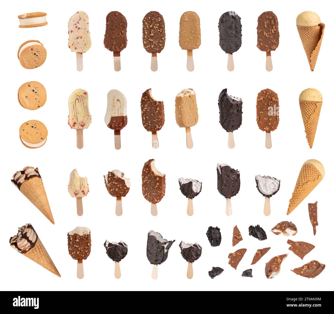 A huge set of ice cream of different shapes, different types and tastes ...
