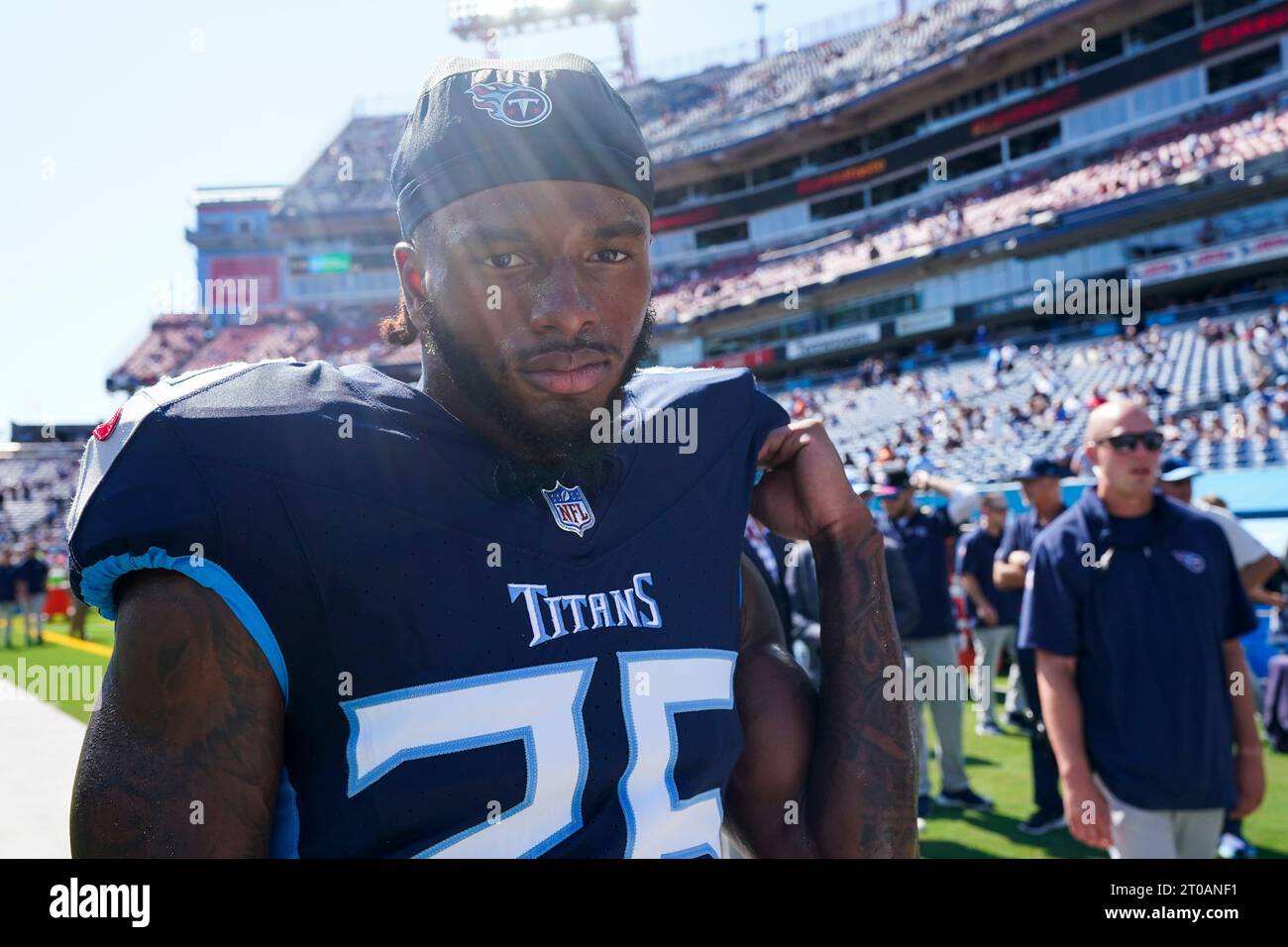 Tennessee Titans cornerback Kristian Fulton stands on the sideline ...