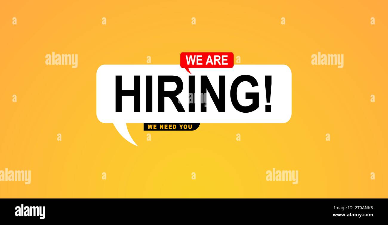 Hiring recruitment open vacancy design info label template. We are hiring join to team ...