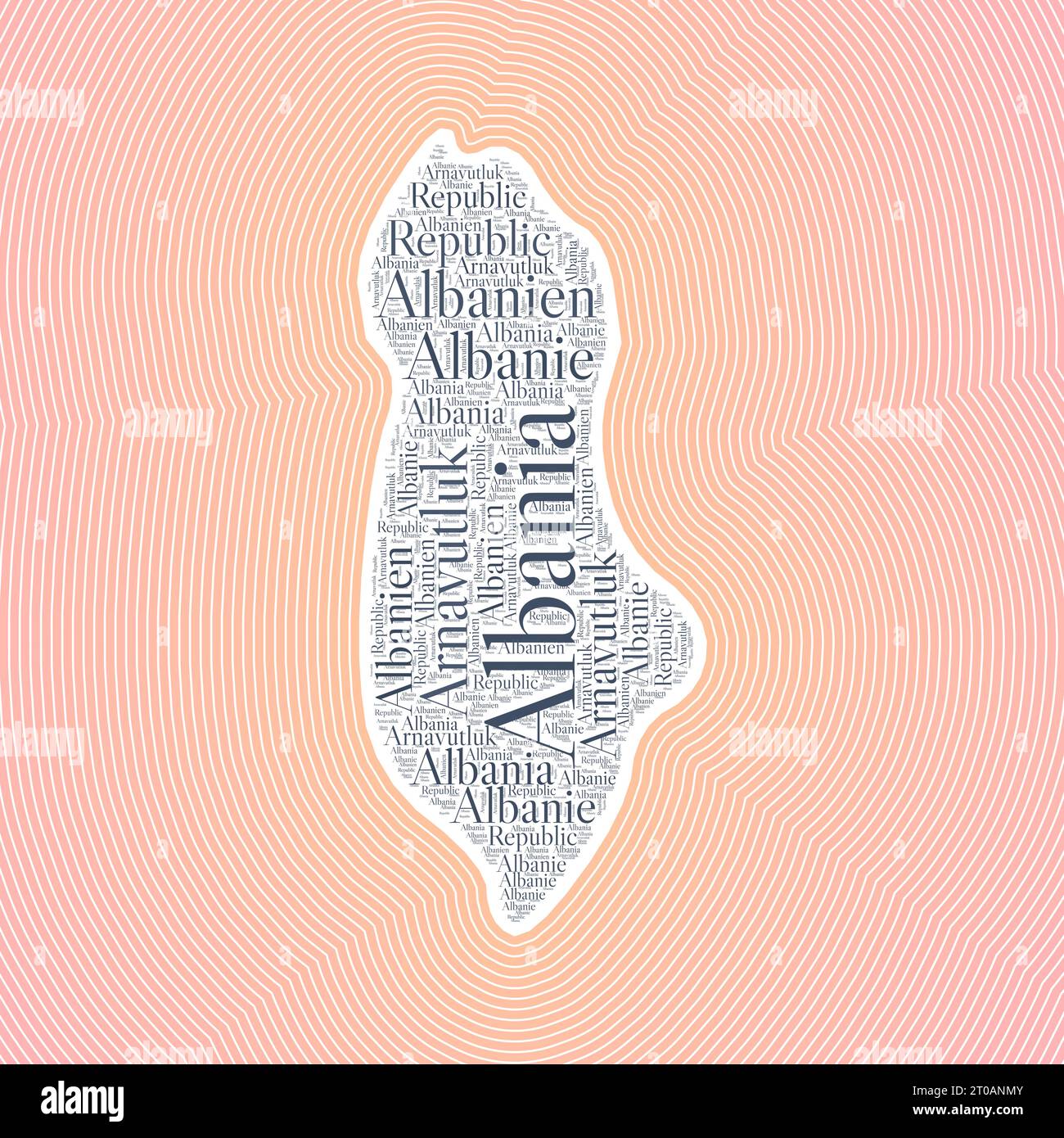 Albania shape formed by country name in multiple languages. Albania ...