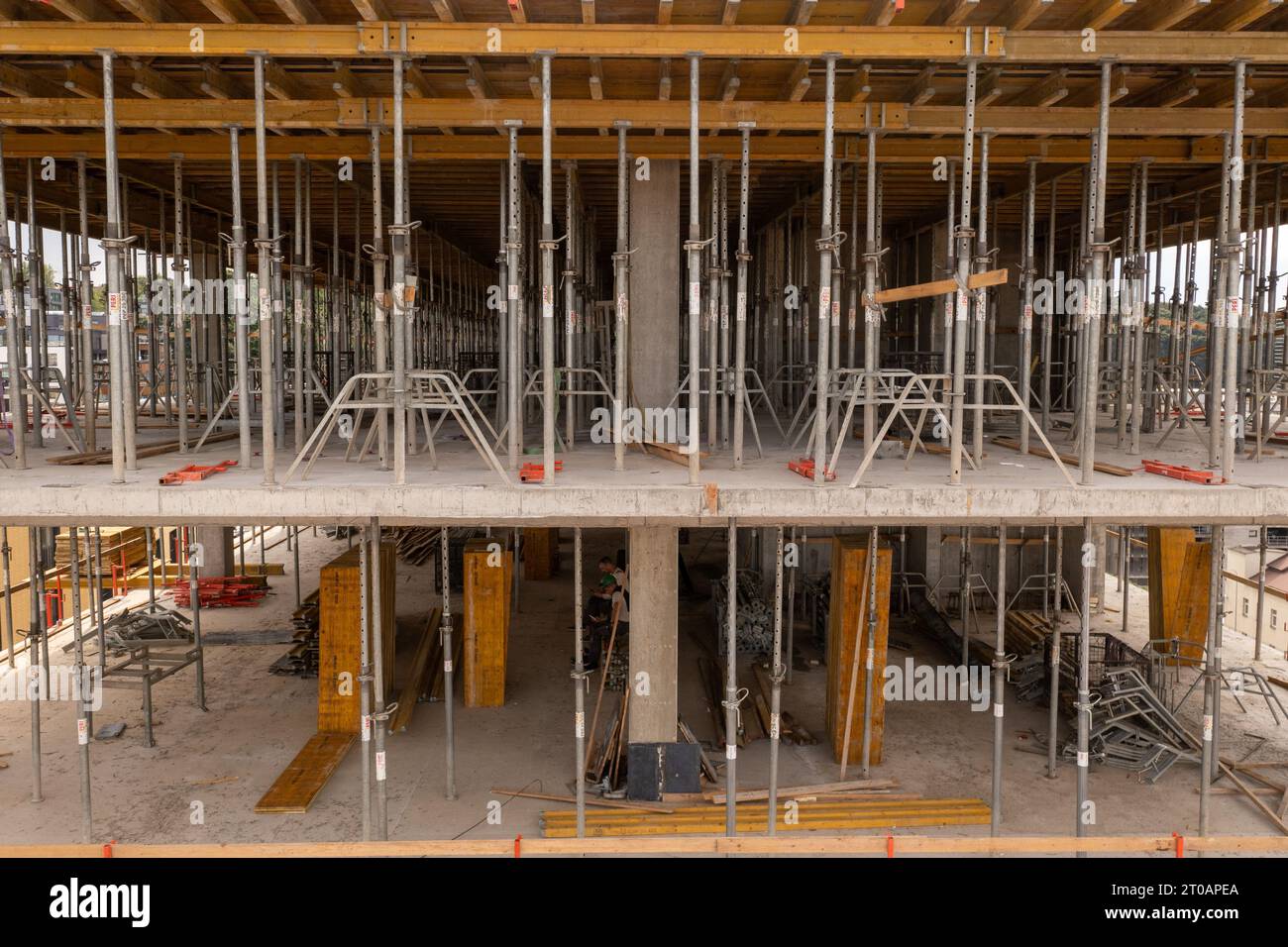 Drone photography of high rise building construction site close up and ...