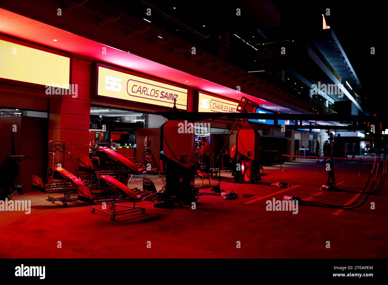 Doha, Qatar. 5th Oct, 2023. Garage of Scuderia Ferrari, F1 Grand Prix ...