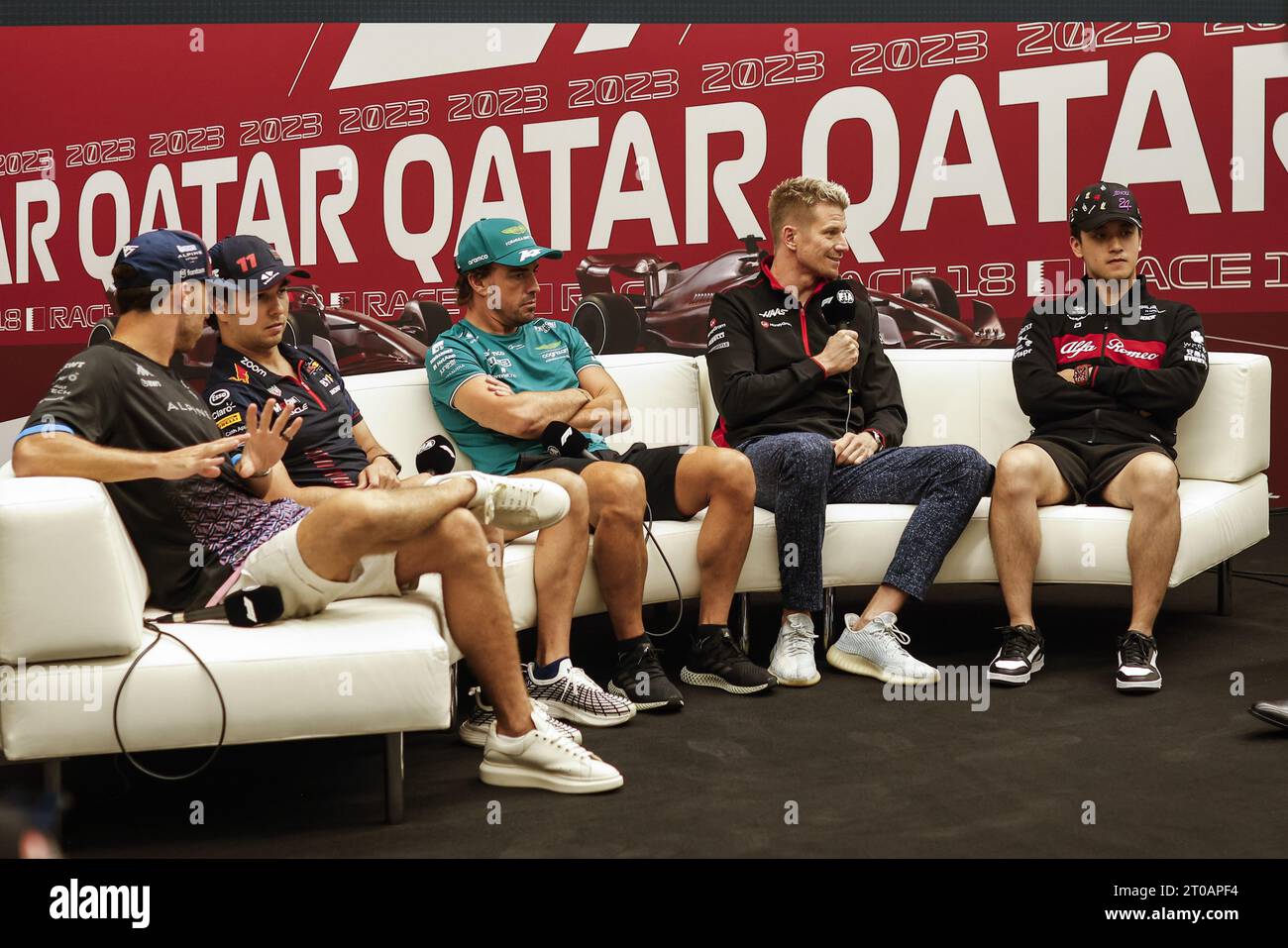 GASLY Pierre (fra), Alpine F1 Team A523, portrait PEREZ Sergio (mex ...