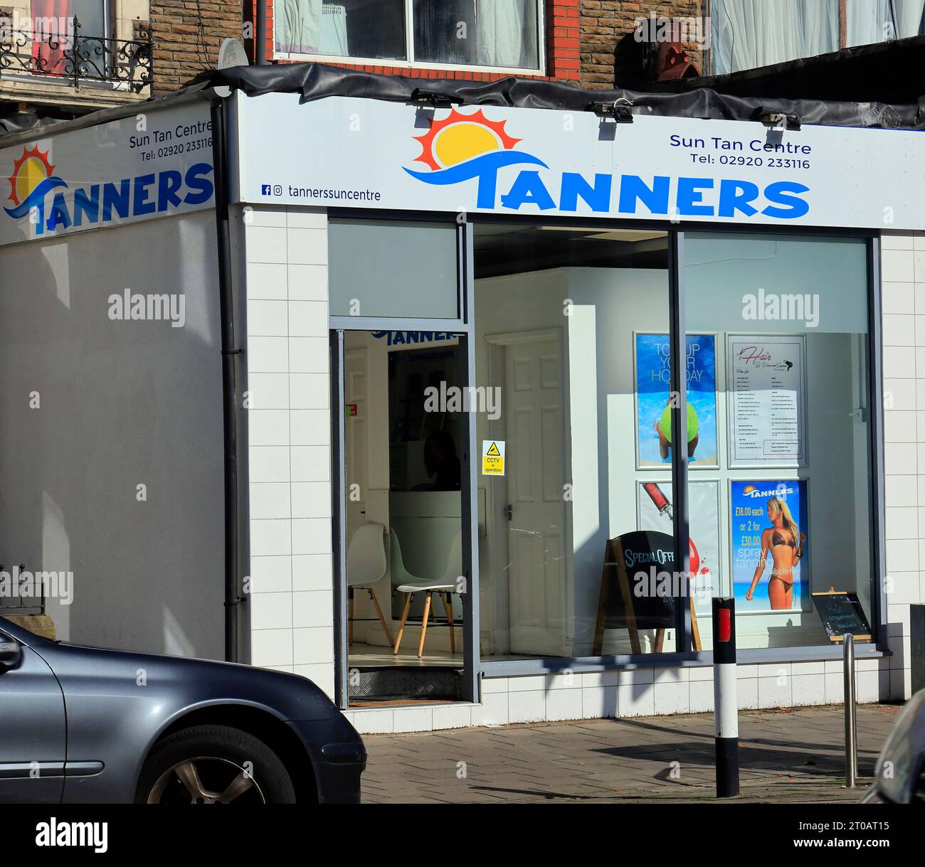Tanning studio, Cardiff scene. Taken October 2023 Stock Photo - Alamy