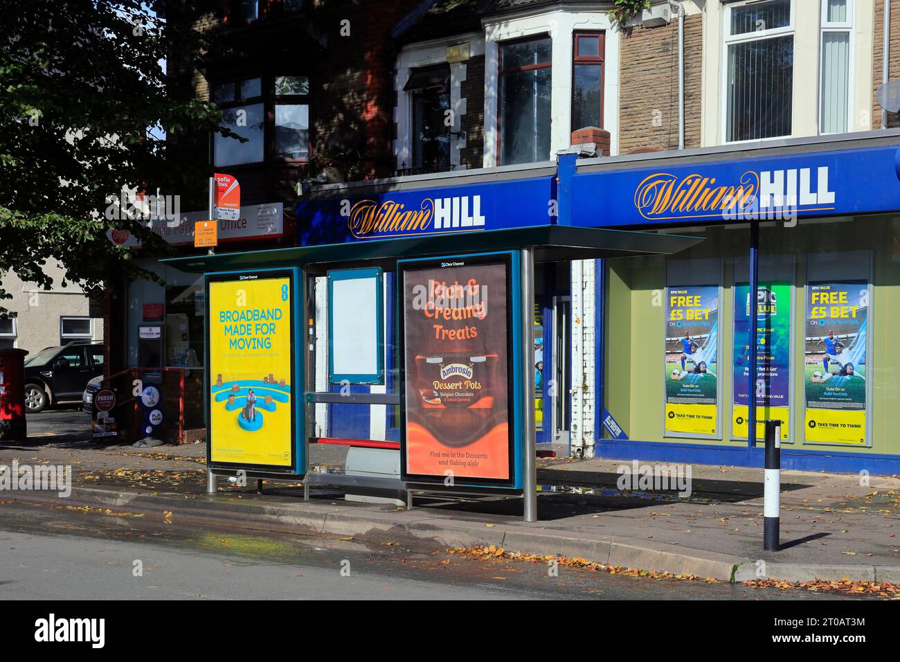Cardiff Bus bus stop near Victoria Park on Cowbridge Road East. Cardiff ...