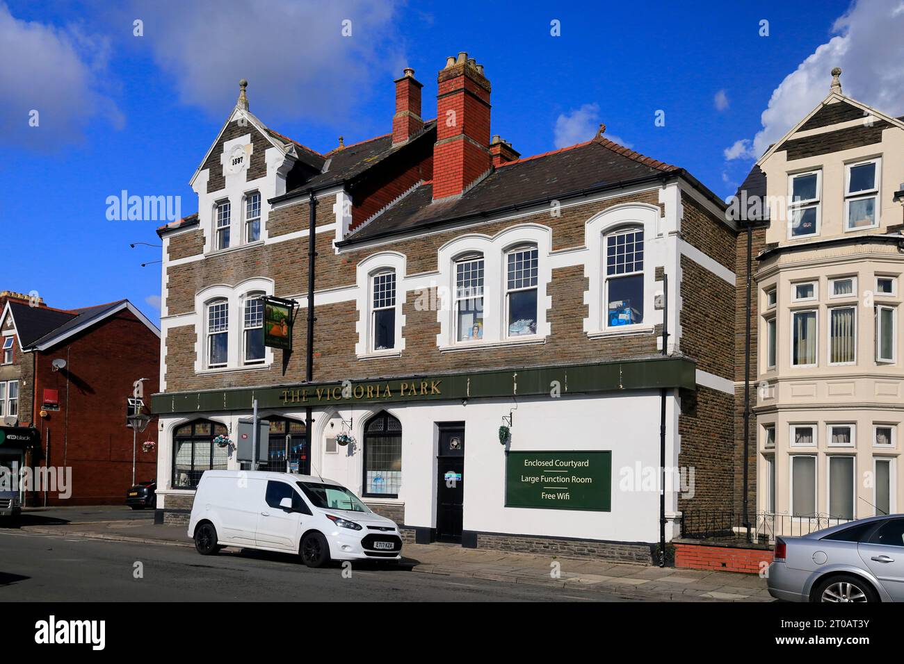 The Victoria Park public house, Canton, with a white van parked outside ...