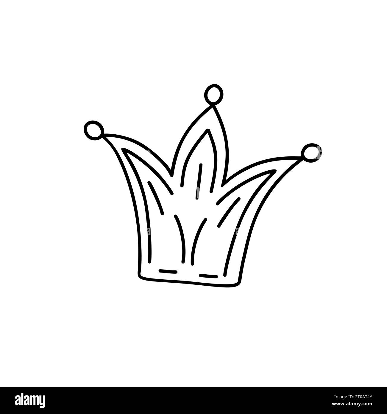 Crown simple hand drawn doodle accessory, outline element symbol of ...