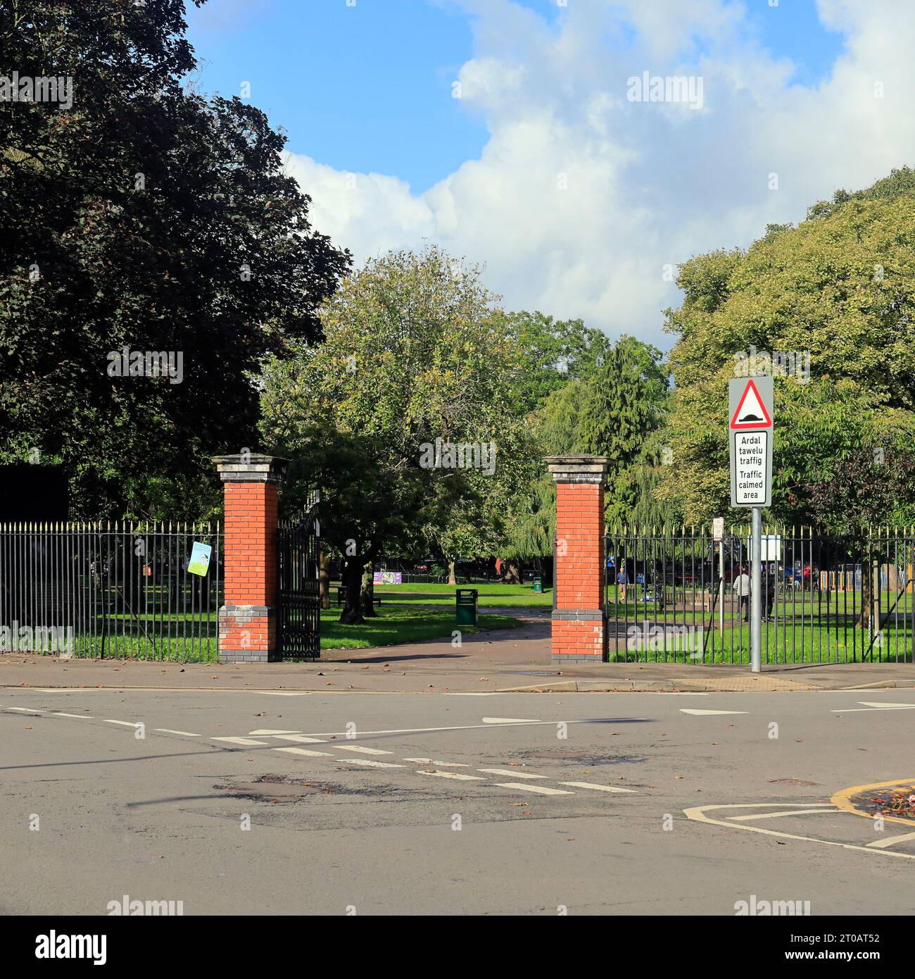 Entrance and gates, Victoria Park, Cardiff. Taken October 2023 Stock ...