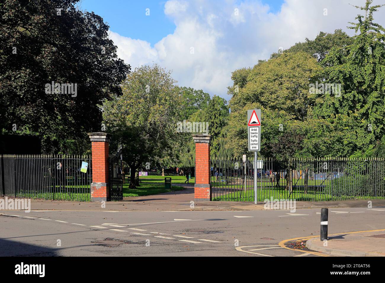 Entrance and gates, Victoria Park, Cardiff. Taken October 2023 Stock ...