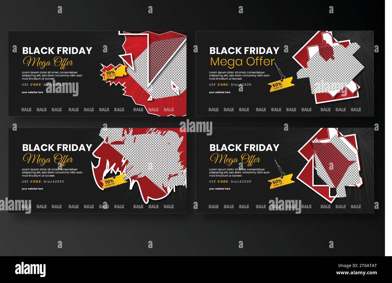 illustrated horizontal vertical black friday super mega sell offer with ...