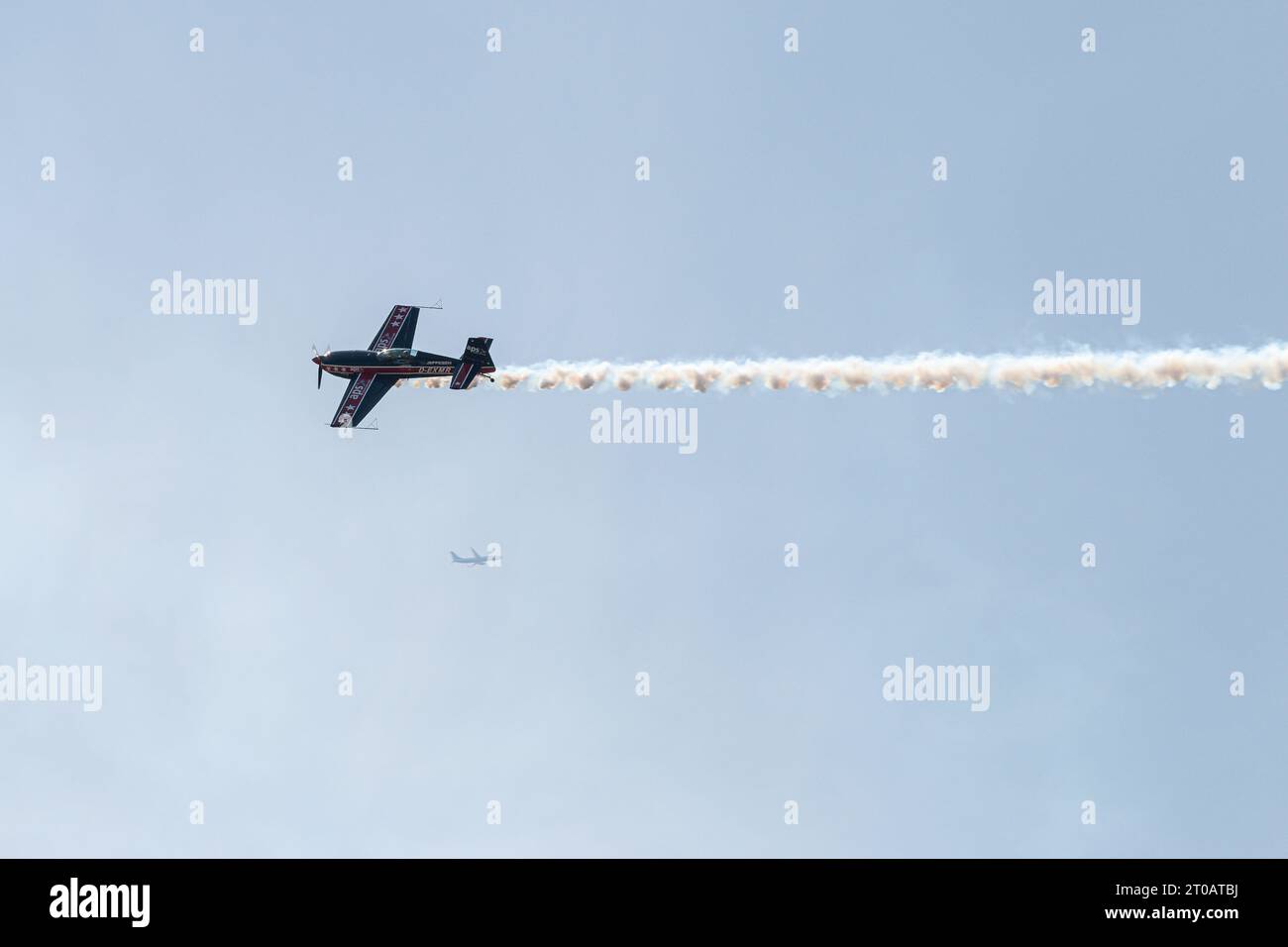 Aerobatic aircraft performs maneuvre in the sky, Berlin, Germany Stock ...