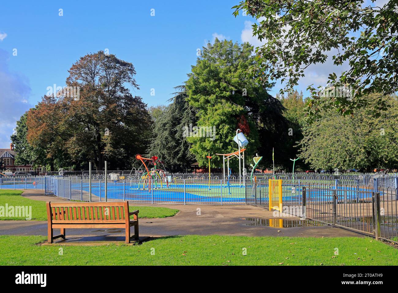 Childrens colourful water playground, where pool used to be, Victoria ...