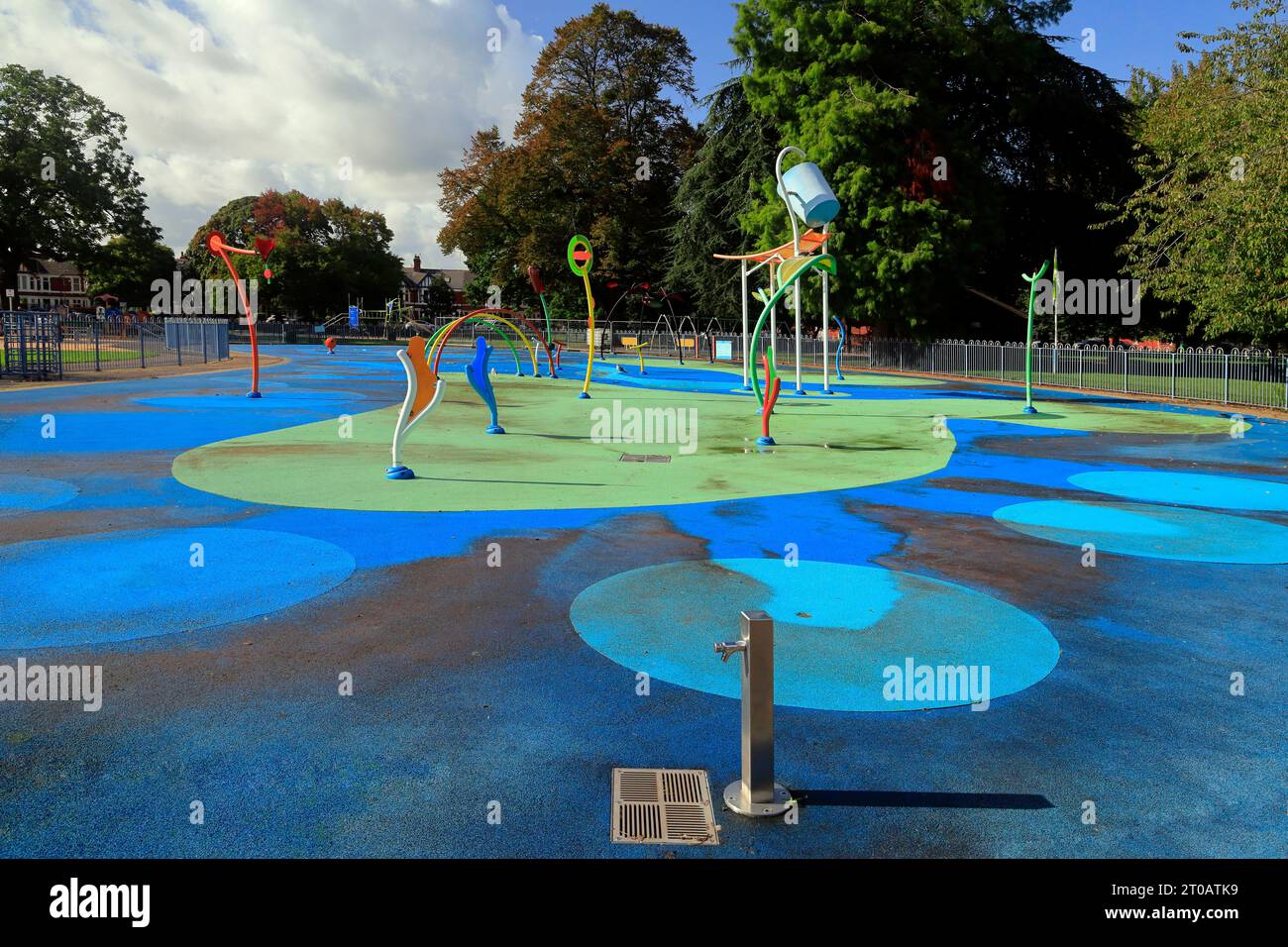 Childrens colourful water playground, where pool used to be, Victoria ...