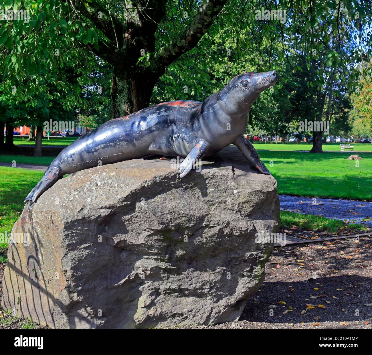 Statue of Billy The Seal at Victoria Park, Cardiff. Taken October 2023 ...
