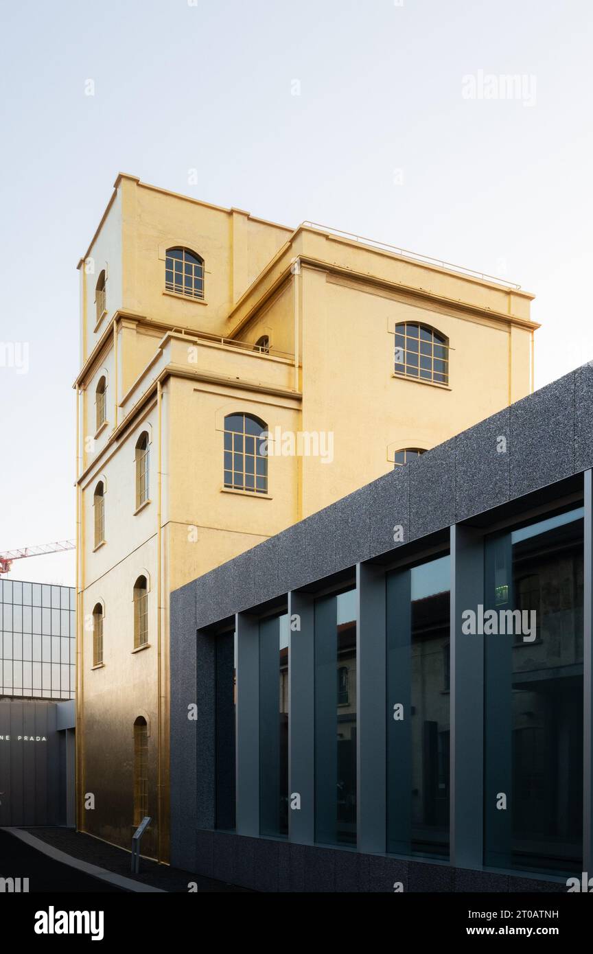 A vertical shot of the Fondazione Prada building in Milan, Italy Stock ...