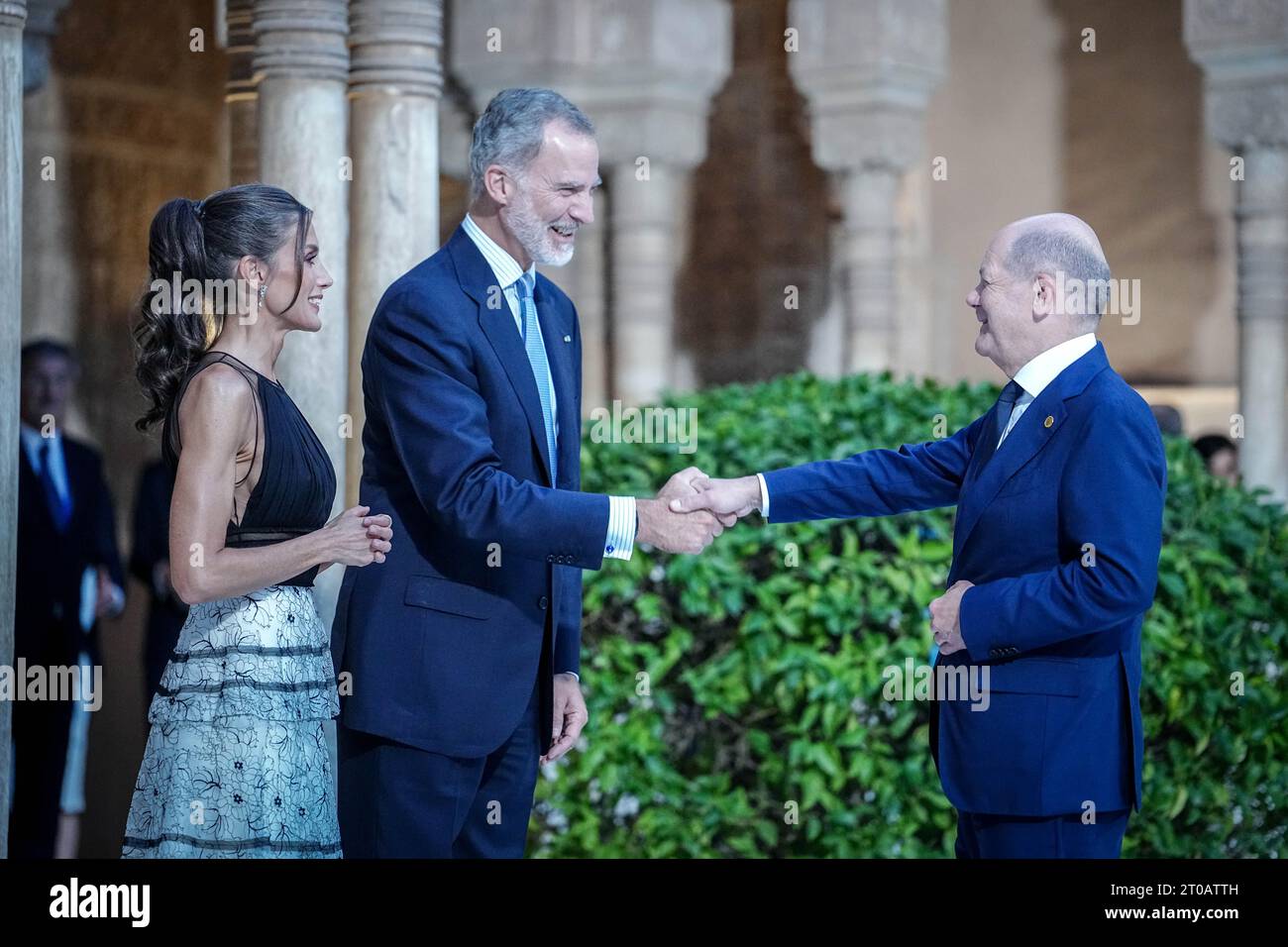 Granada, Spain. 05th Oct, 2023. German Chancellor Olaf Scholz (SPD) is ...
