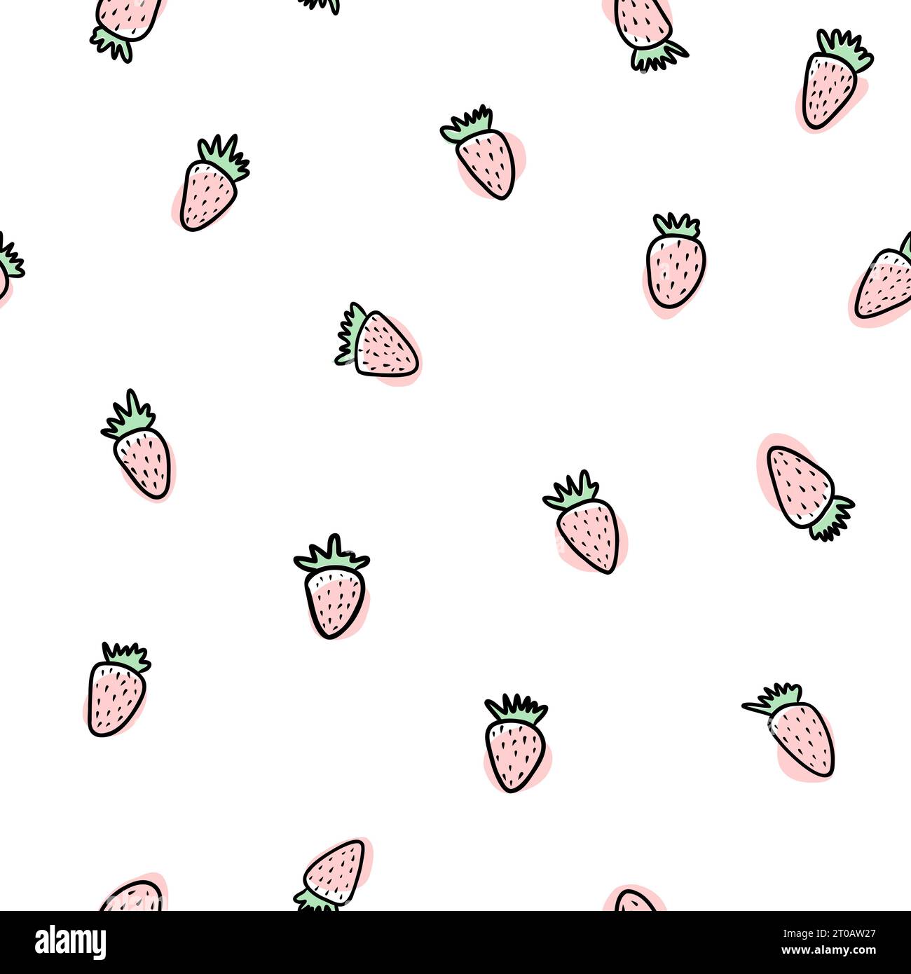 strawberry seamless pattern, pastel hand drawn strawberry print,summer ...