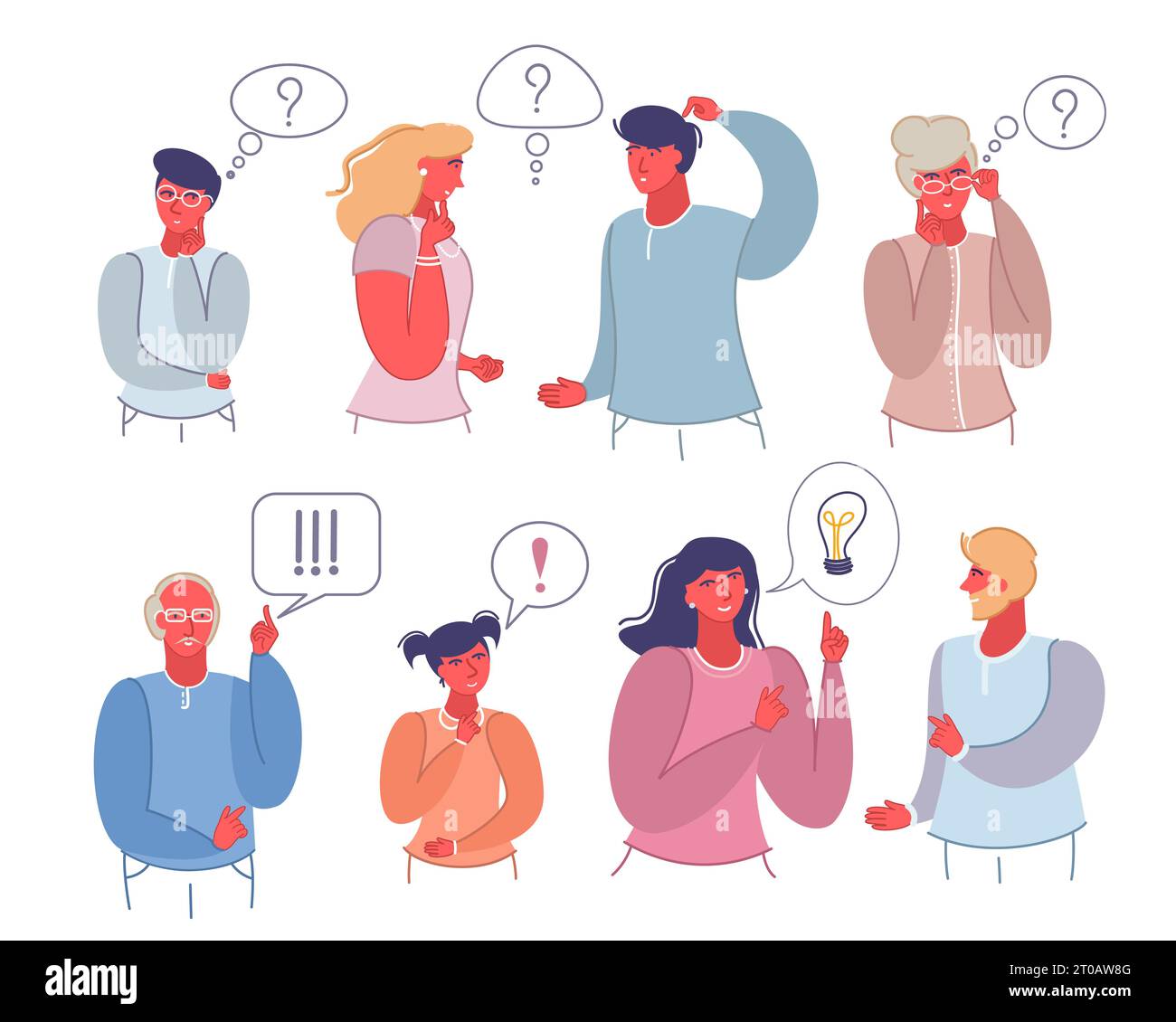 People thinking or making decision, vector flat isolated illustration ...