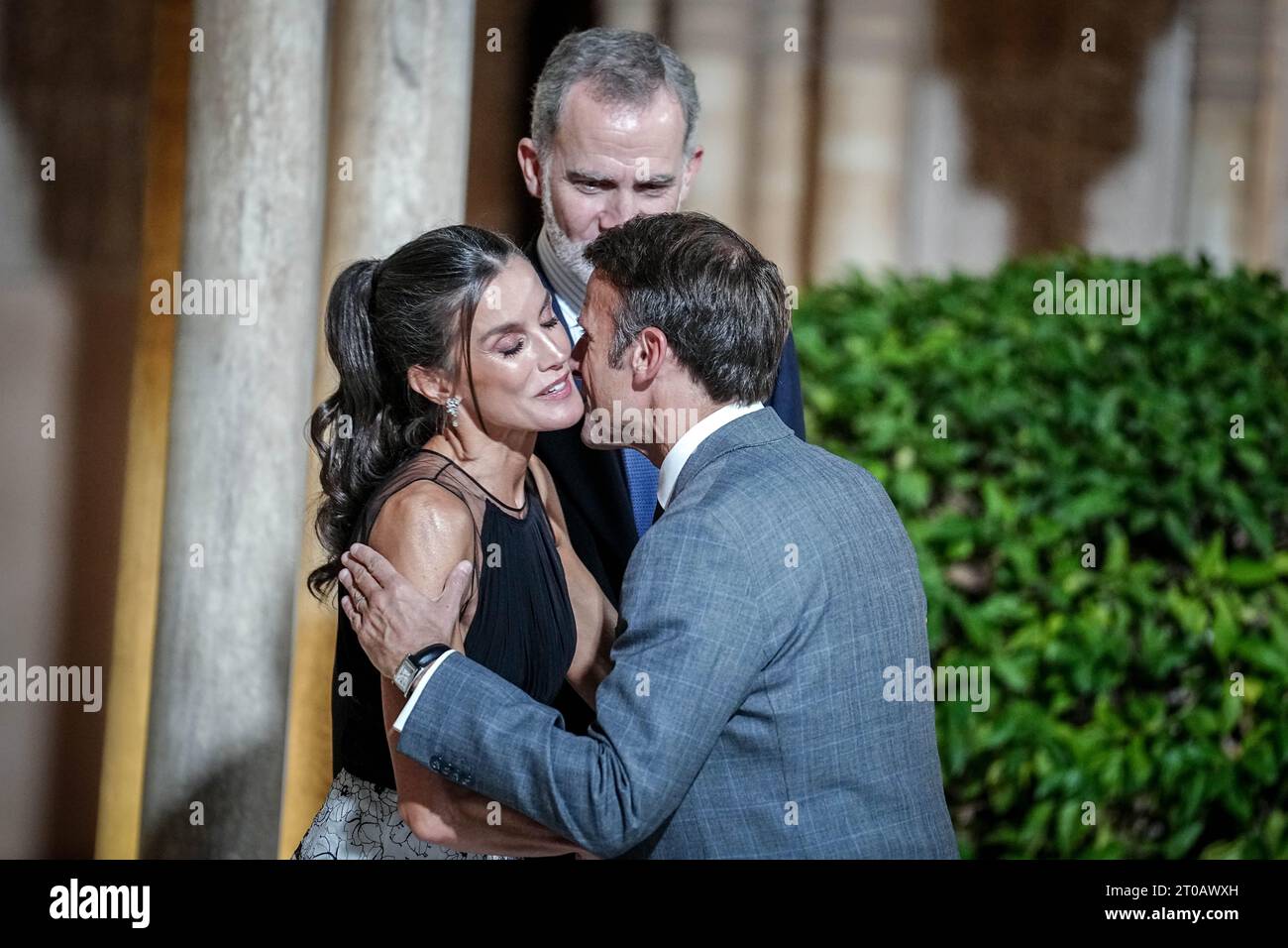 Granada, Spain. 05th Oct, 2023. Emmanuel Macron (r), President of ...