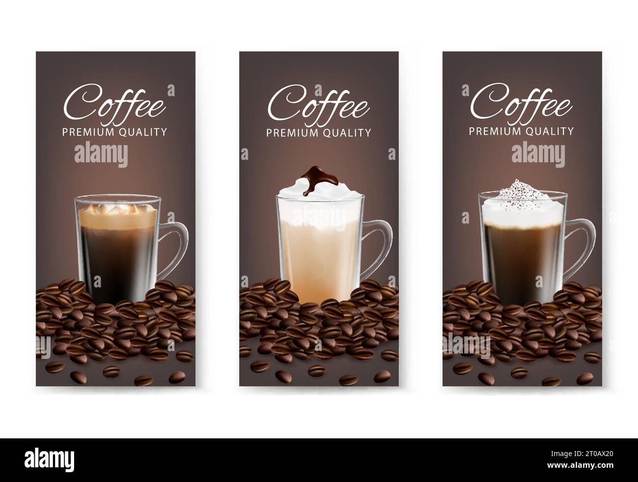 Coffee advertising flyer set, vector realistic illustration Stock ...