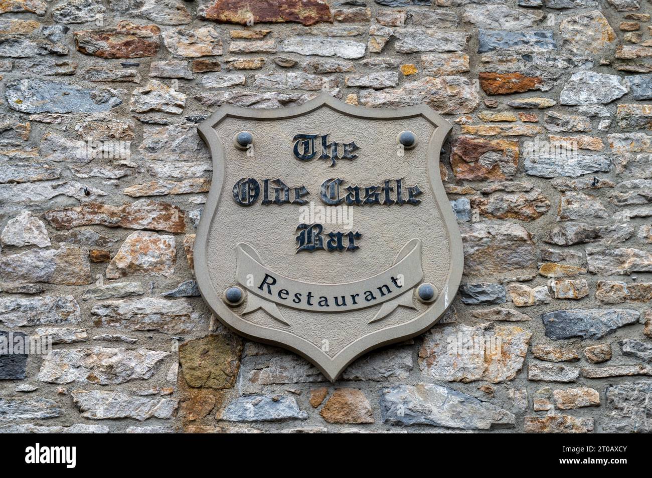 Donegal Town, Ireland- July 19, 2023: The sign for The Olde Castle Bar ...