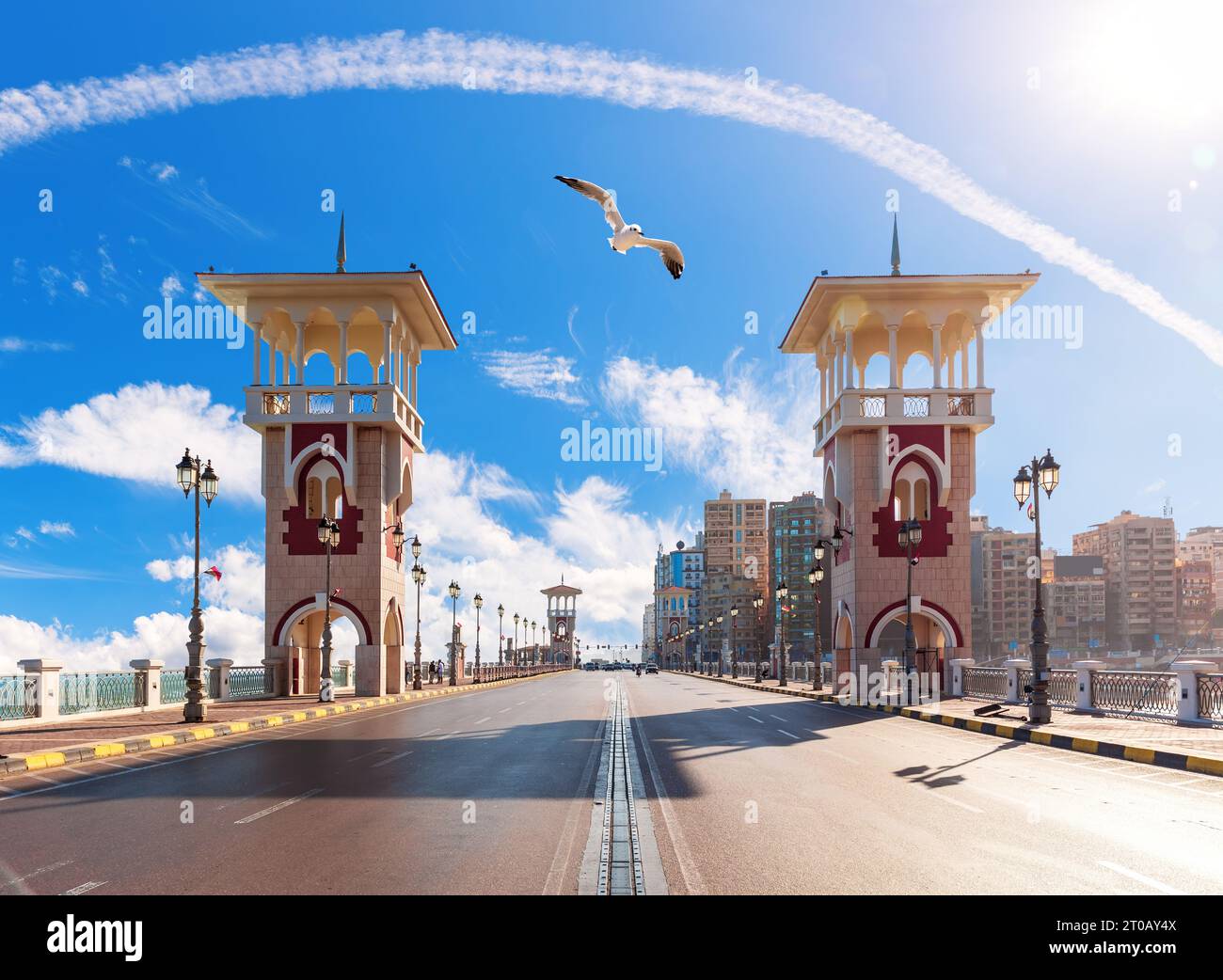 Stanley Bridge of Alexandria, view on the famous towers on the ...