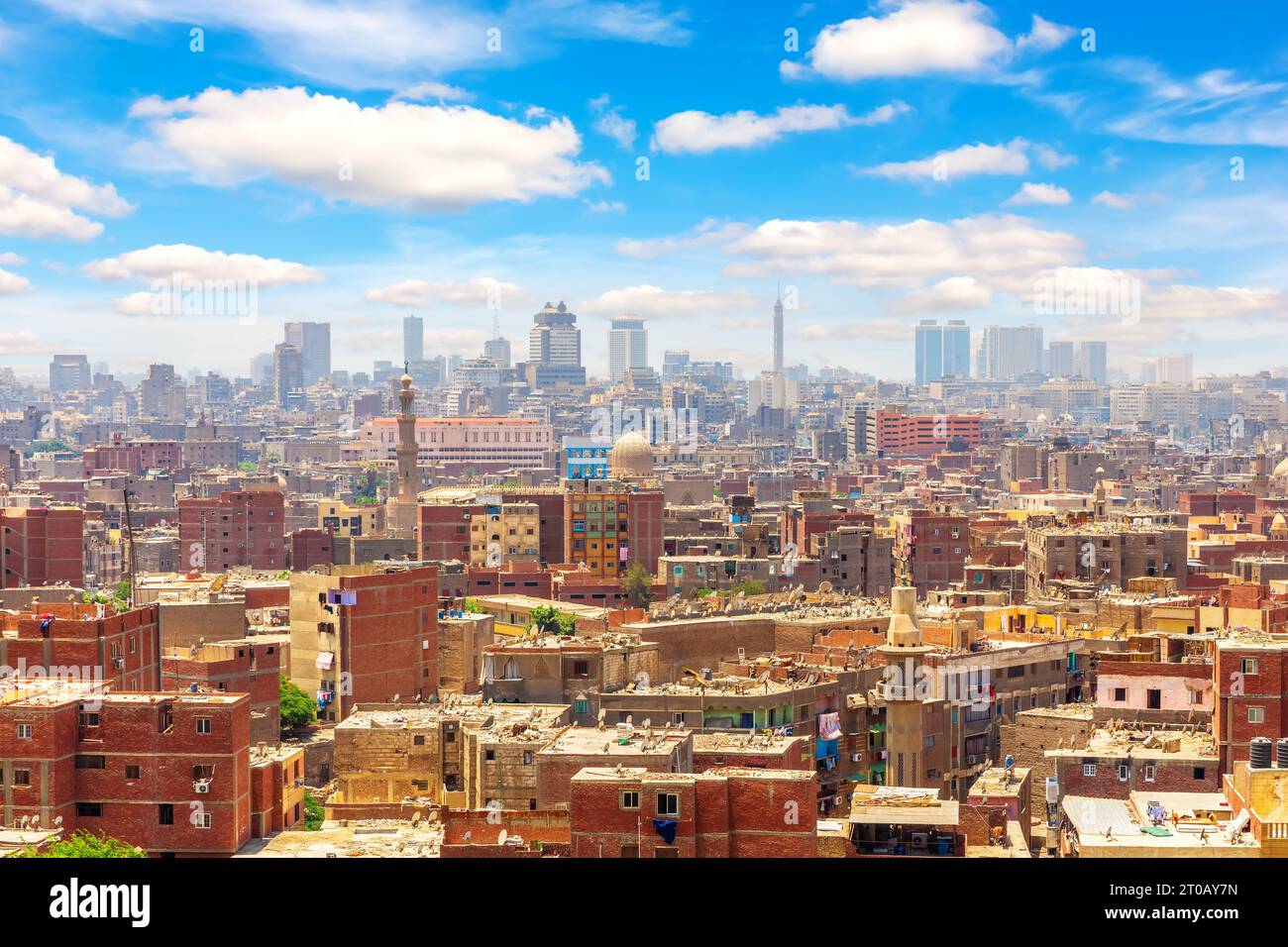 Great panorama of Cairo, old buildings and new skyline of Egypt Stock ...