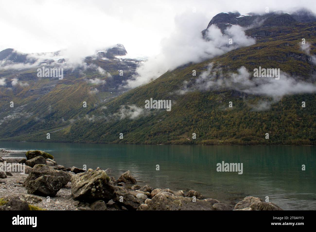 Norwegian landscape in autumn near Loen and Stryn in Norway,Lovatnet in ...