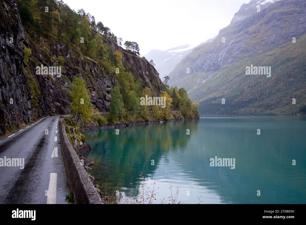 Road near Loen and Stryn in Norway,Lovatnet in october,norwegian nature ...