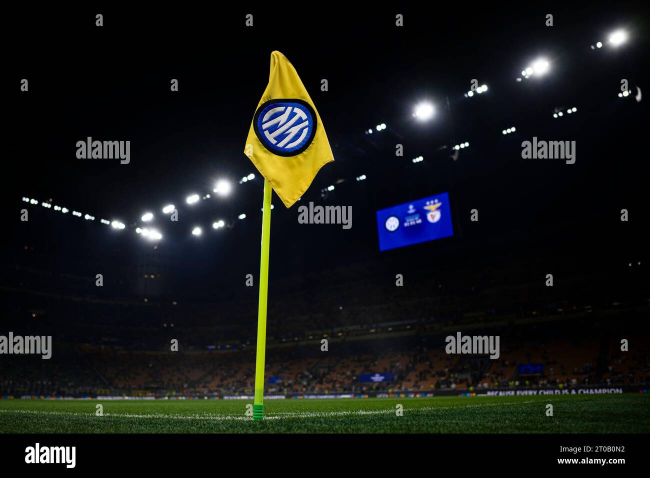 A corner flag bearing the logo of FC Internazionale is seen prior to ...