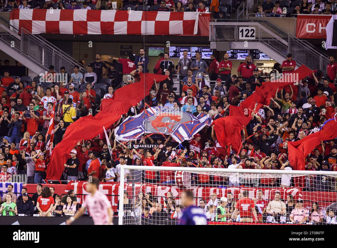 Chicago, Illinois, USA. 04th Oct, 2023. Chicago Fire FC cheer on their ...