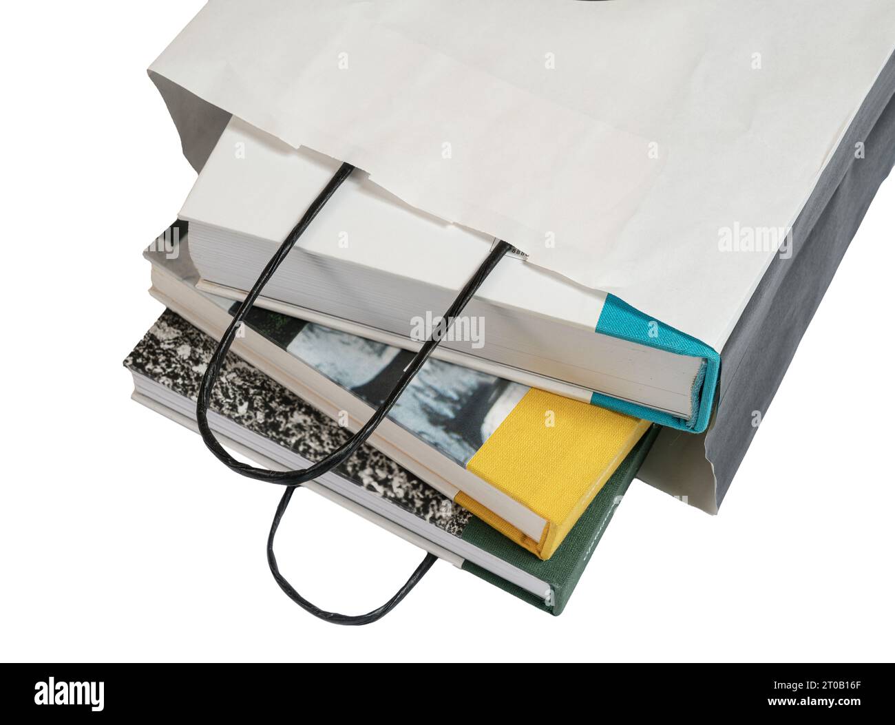some books inside a white paper bag on a transparent background Stock ...