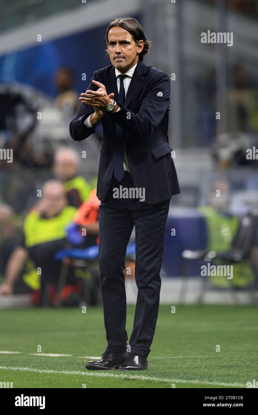 Simone Inzaghi, head coach of FC Internazionale, gestures during the ...
