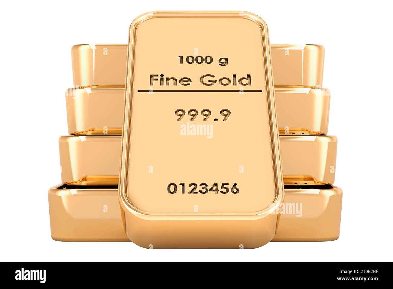 Golden ingots, golden bars, gold bullions, 3D rendering isolated on white background Stock Photo ...
