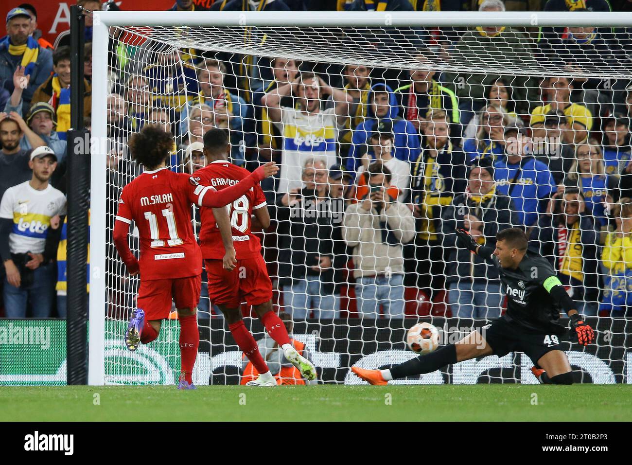 Liverpool, UK. 05th Oct, 2023. Ryan Gravenberch of Liverpool (38) taps ...