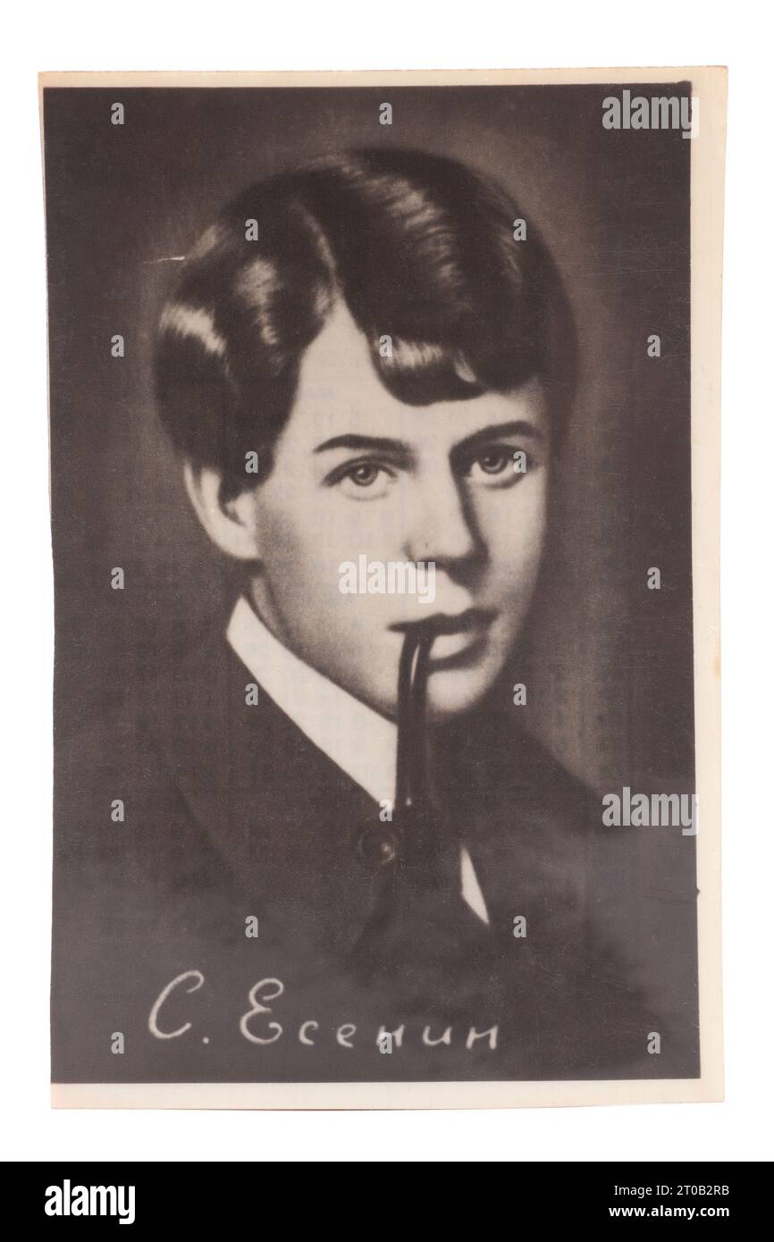 Portrait of the Russian poet Sergei Yesenin on the old calendar of the ...